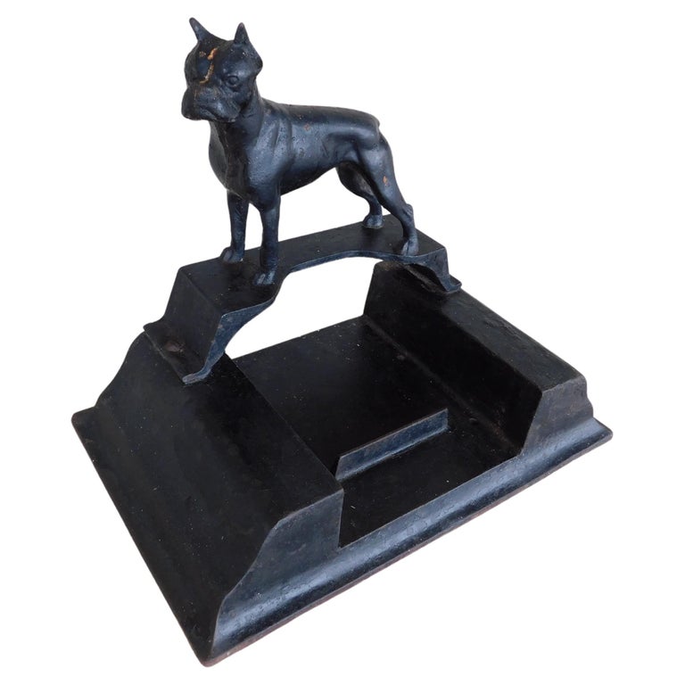 Antique Boxer Bull Dog Cast Iron Boot Scraper For Sale at 1stDibs