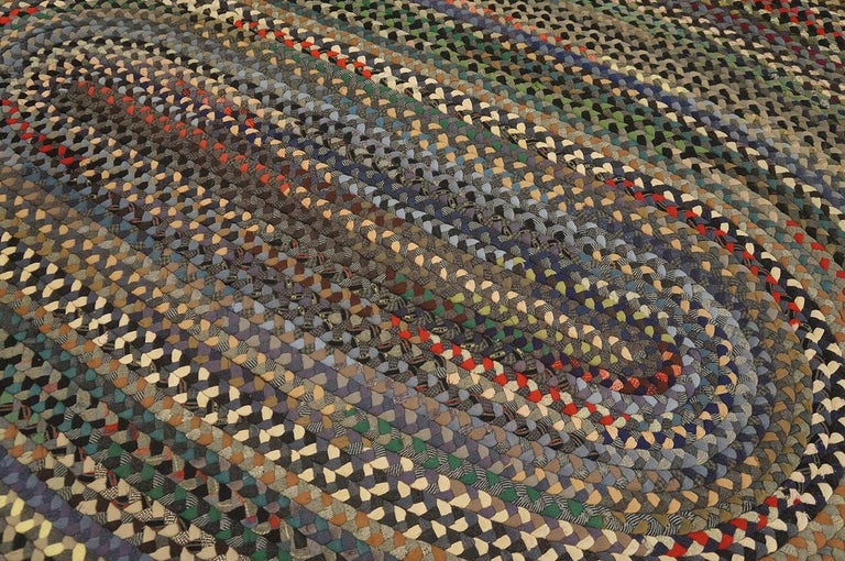 Antique American Braided Rug 12'6" x 15'8" For Sale at 1stDibs