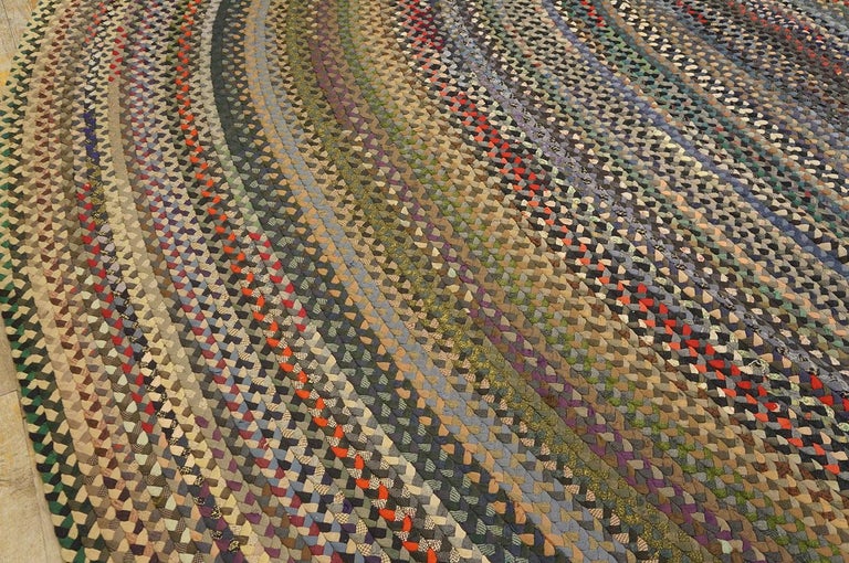 Antique American Braided Rug 12'6" x 15'8" For Sale at 1stDibs