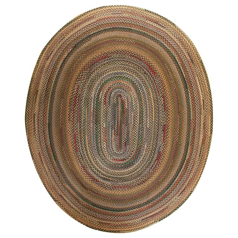 Antique American Braided Rug 12'6" x 15'8" For Sale at 1stDibs
