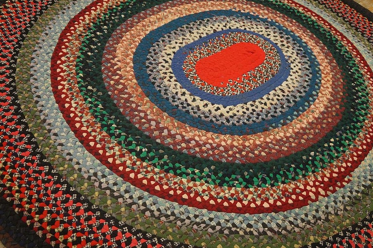 Antique Braided Rug 7' 0" x 7' 6" For Sale at 1stDibs