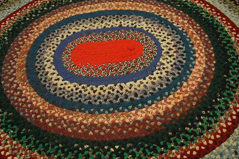 Antique Braided Rug 7' 0" x 7' 6" For Sale at 1stDibs