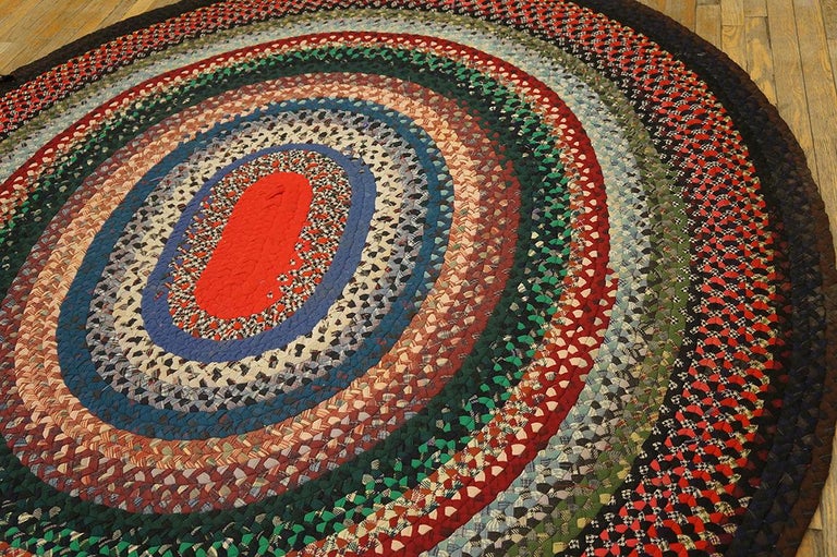 Antique Braided Rug 7' 0" x 7' 6" For Sale at 1stDibs