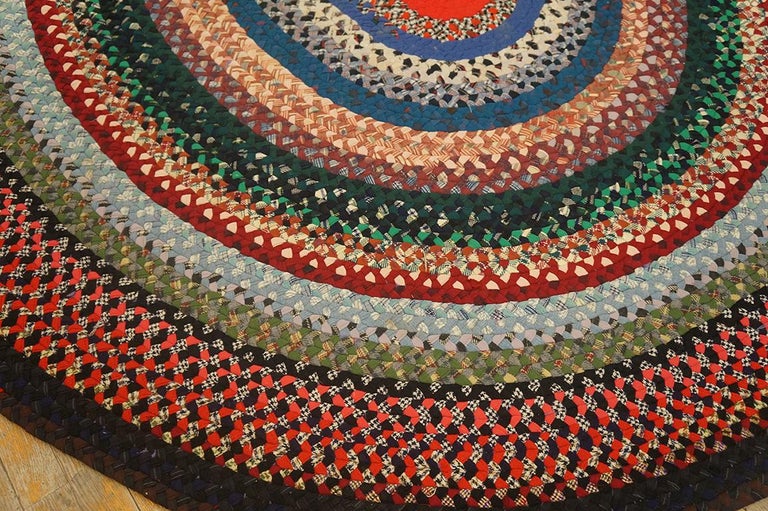 Antique Braided Rug 7' 0" x 7' 6" For Sale at 1stDibs