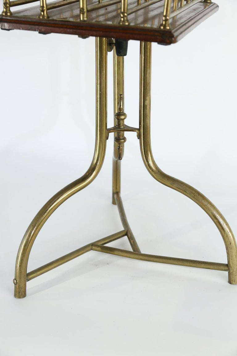 Antique Brass and Mahogany Magazine Holder For Sale at 1stDibs