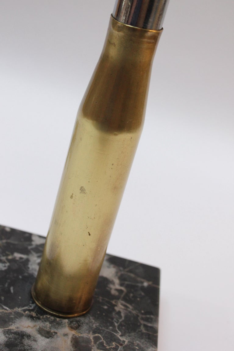 Antique Brass Artillery Double Shell Trench Art Table Lamp on Black ...