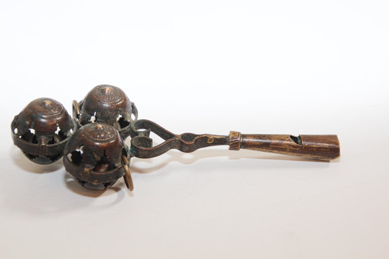 Antique Brass Baby Rattle Whistle Bell Dangles, India For Sale at 1stDibs