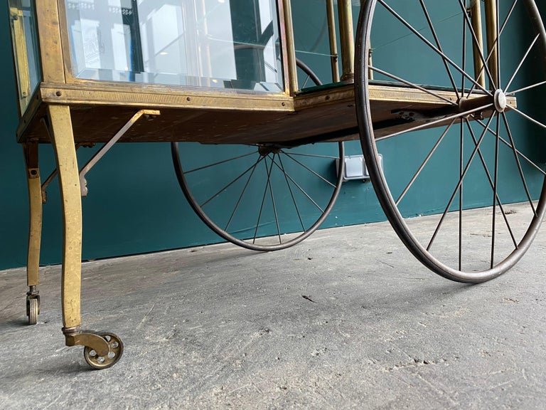 Antique Brass Bar Carriage/ Tea Trolley/ Table Trolley, Glass Case from ...