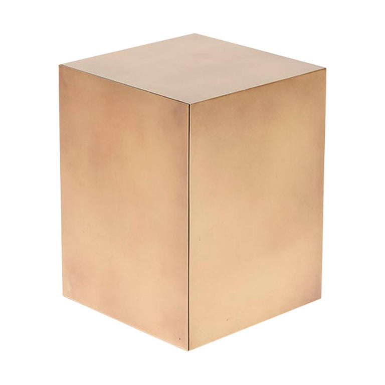 Antique Brass Block Side Table For Sale at 1stDibs