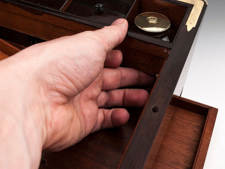 Antique Brass Bound Writing Box with TOP SECRET compartments and ...