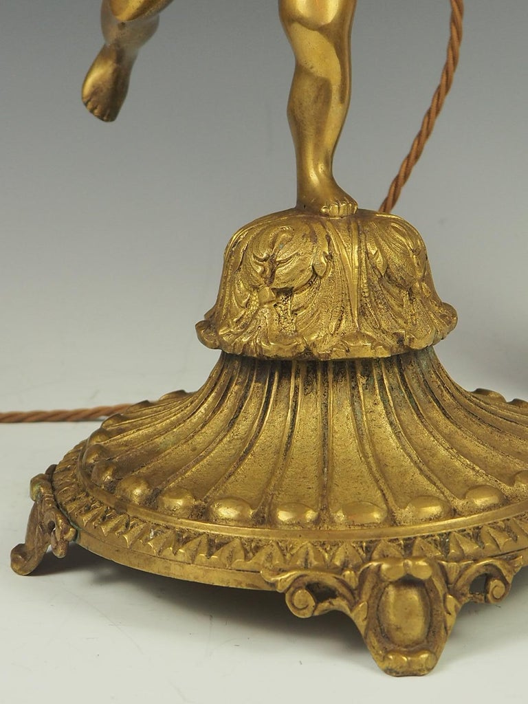 Antique Brass Cherub 6 Light Candelabra Lamp For Sale at 1stDibs