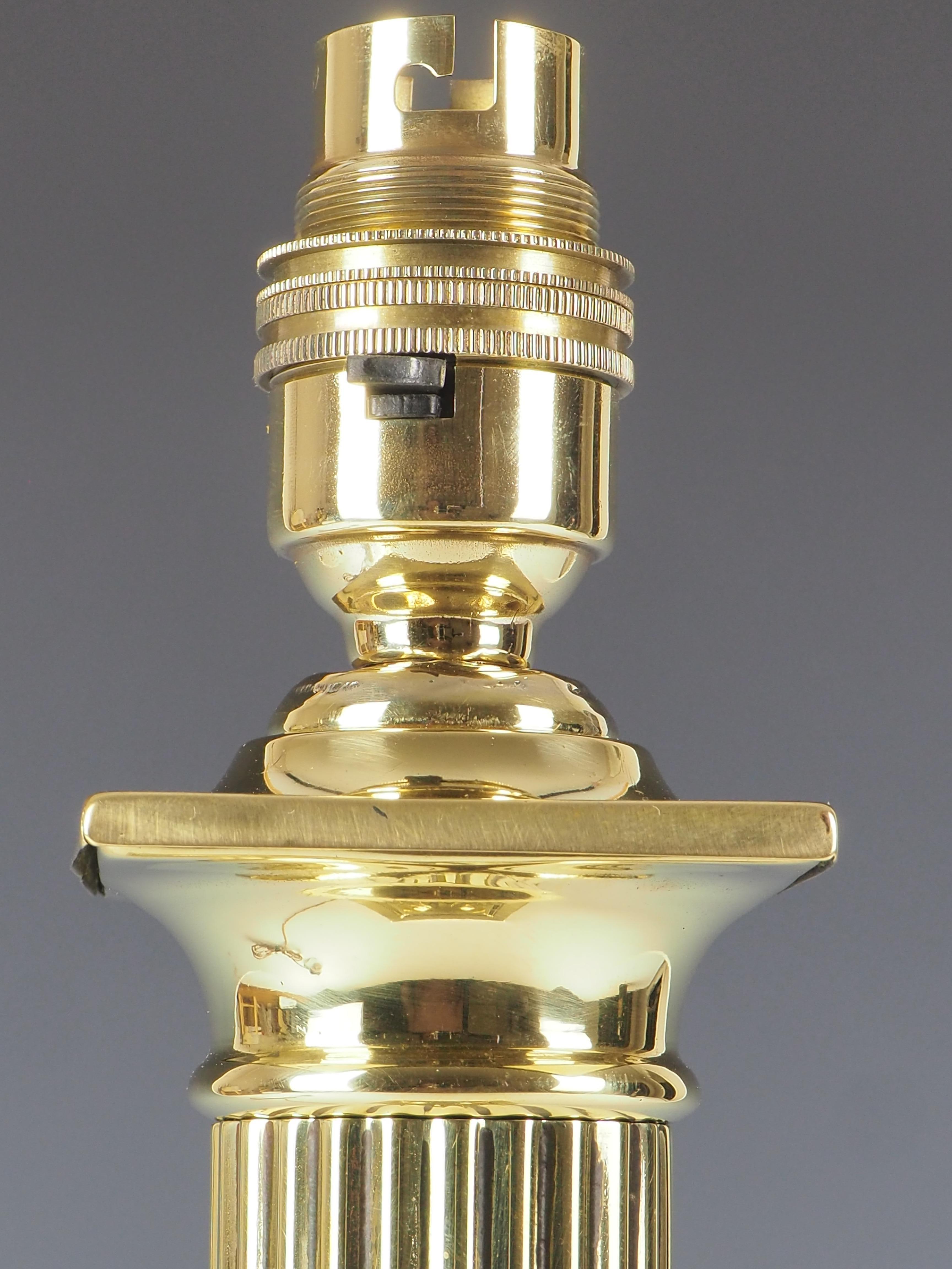 Antique Brass Column Table Lamp For Sale at 1stDibs