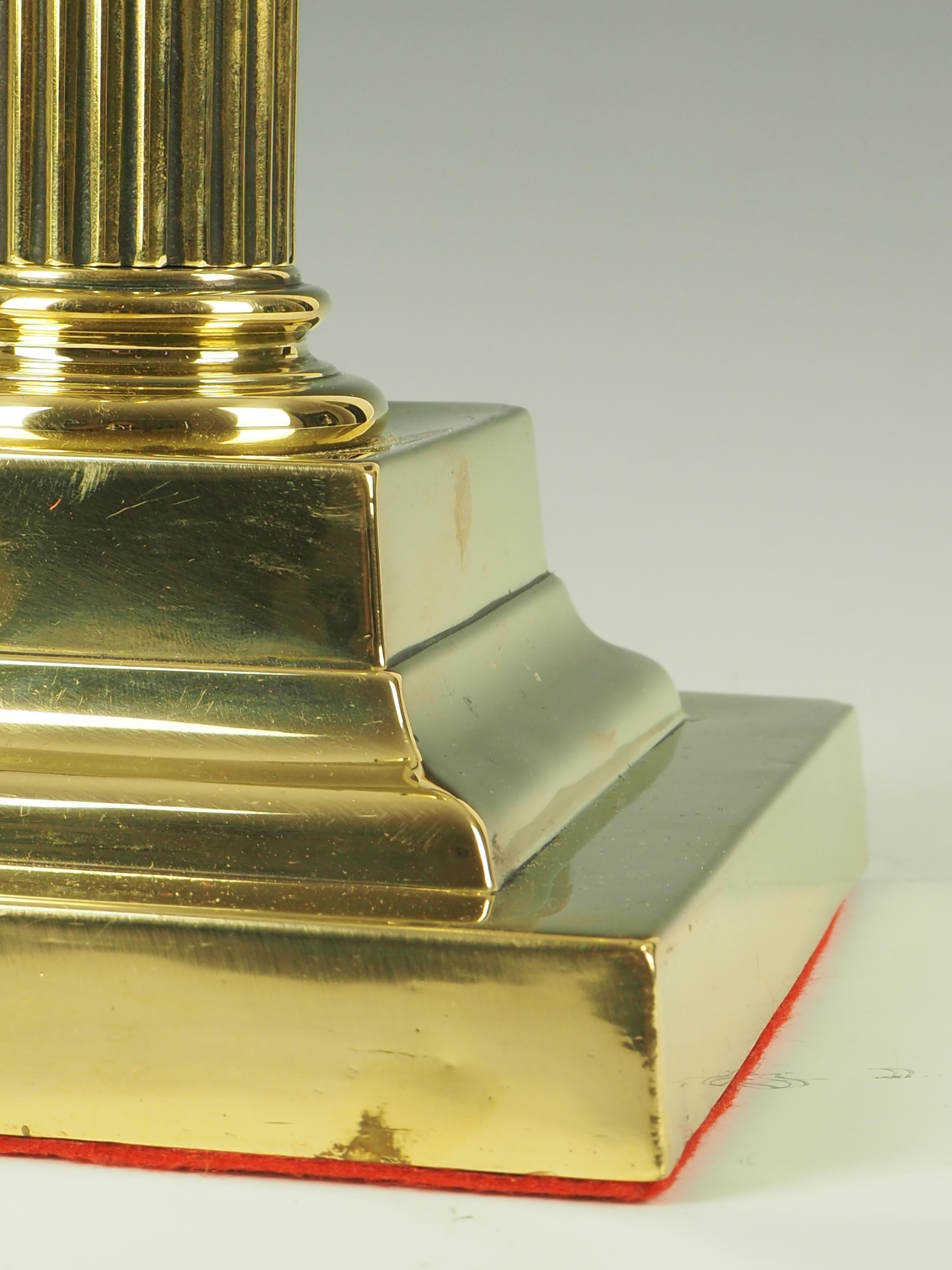 Antique Brass Column Table Lamp For Sale at 1stDibs