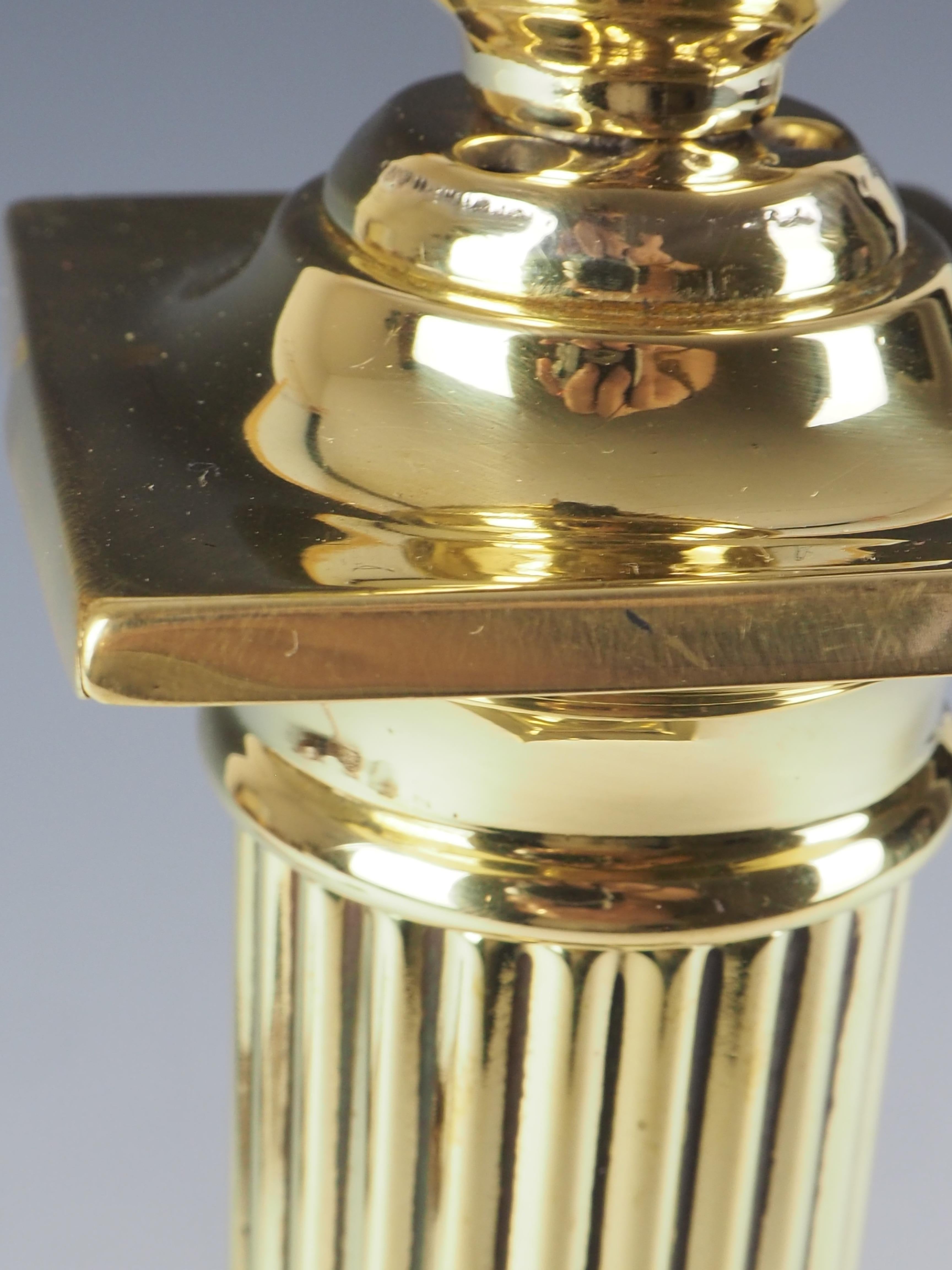 Antique Brass Column Table Lamp For Sale at 1stDibs