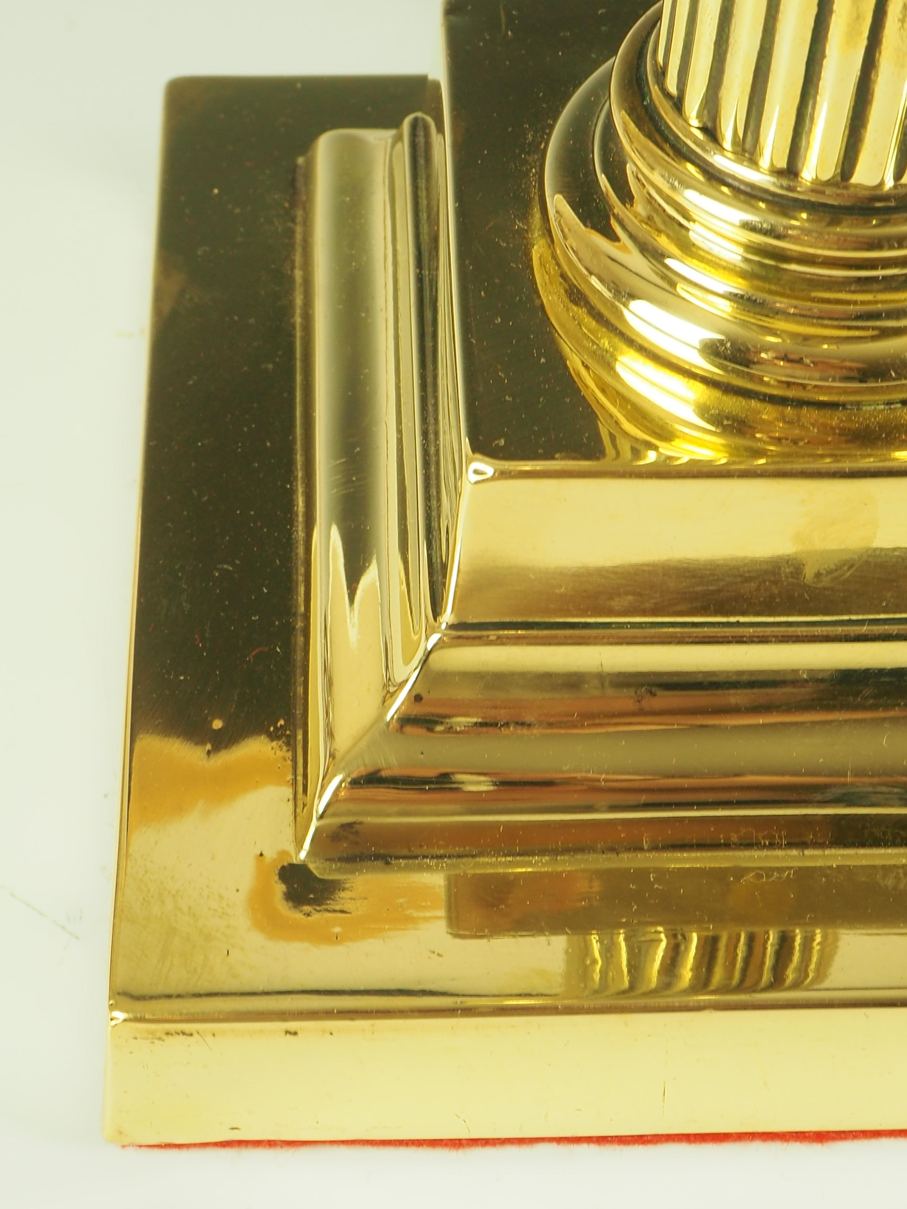 Antique Brass Column Table Lamp For Sale at 1stDibs