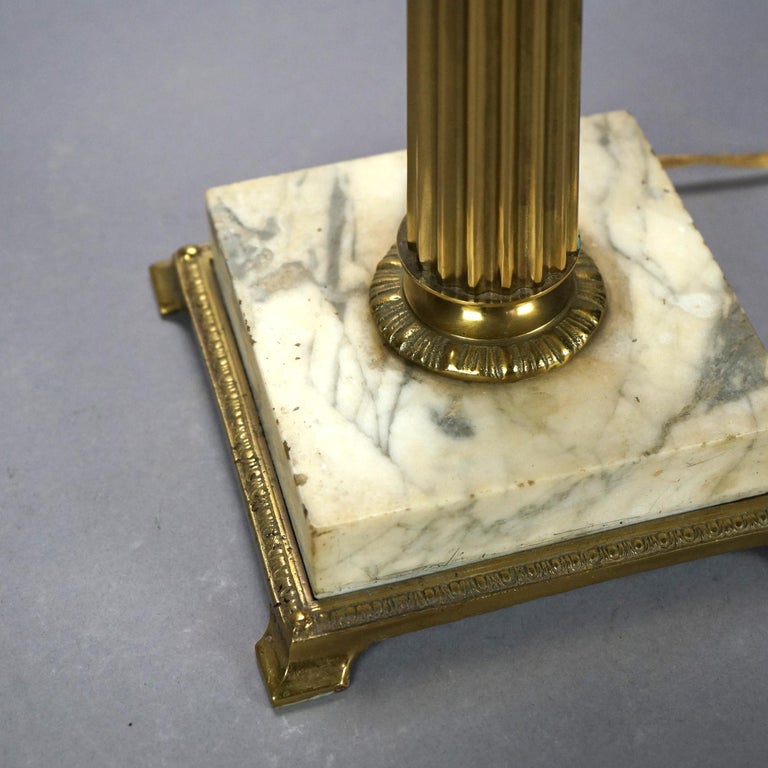 Antique Brass, Crystal and Marble Solar Astral Lamp with Shade, circa ...