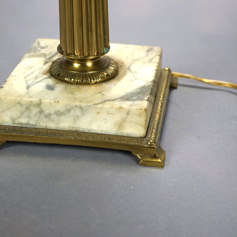 Antique Brass, Crystal and Marble Solar Astral Lamp with Shade, circa ...