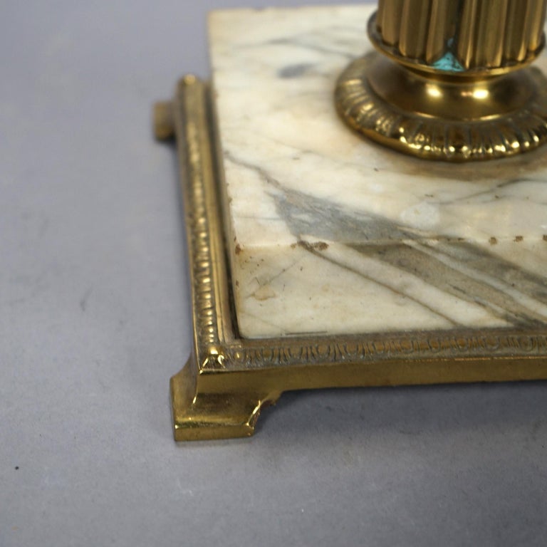 Antique Brass, Crystal and Marble Solar Astral Lamp with Shade, circa ...