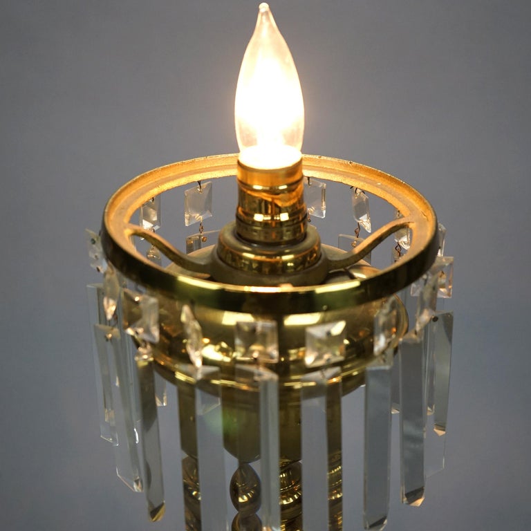 Antique Brass, Crystal and Marble Solar Astral Lamp with Shade, circa ...