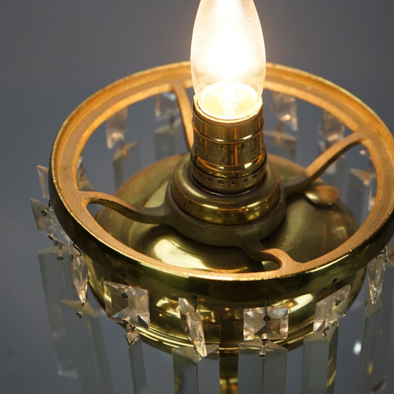 Antique Brass, Crystal and Marble Solar Astral Lamp with Shade, circa ...