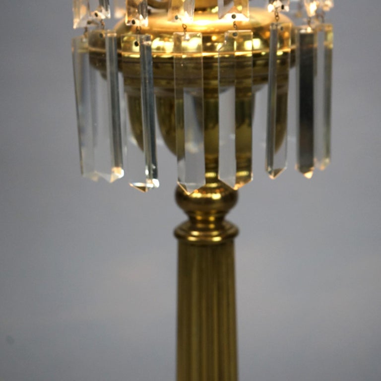 Antique Brass, Crystal and Marble Solar Astral Lamp with Shade, circa ...