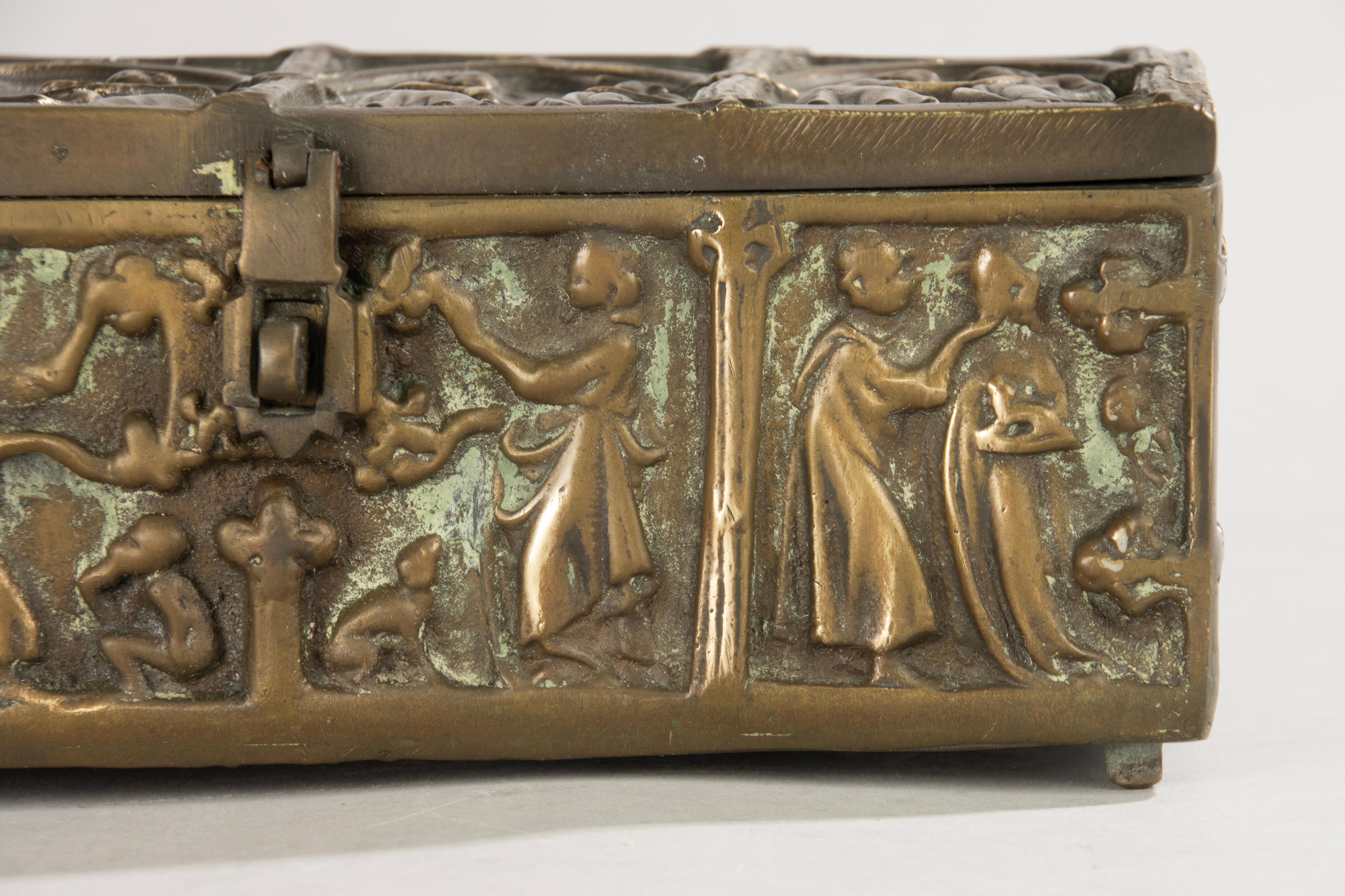 Antique Brass Decorative Box - Gothic Style For Sale at 1stDibs