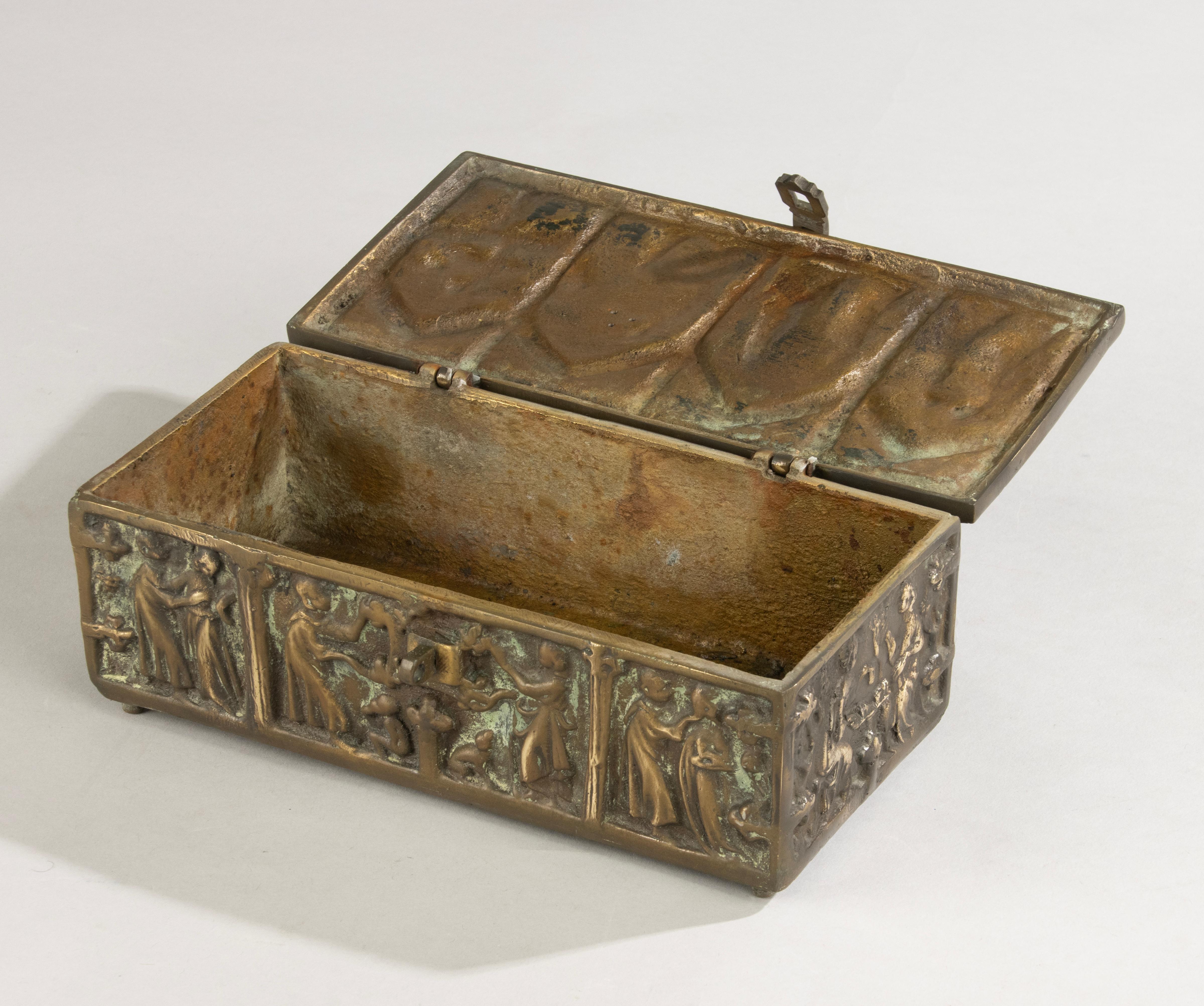 Antique Brass Decorative Box - Gothic Style For Sale at 1stDibs
