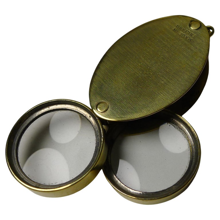 Antique Brass Double Lens Magnifying Glass, c.1920 at 1stDibs