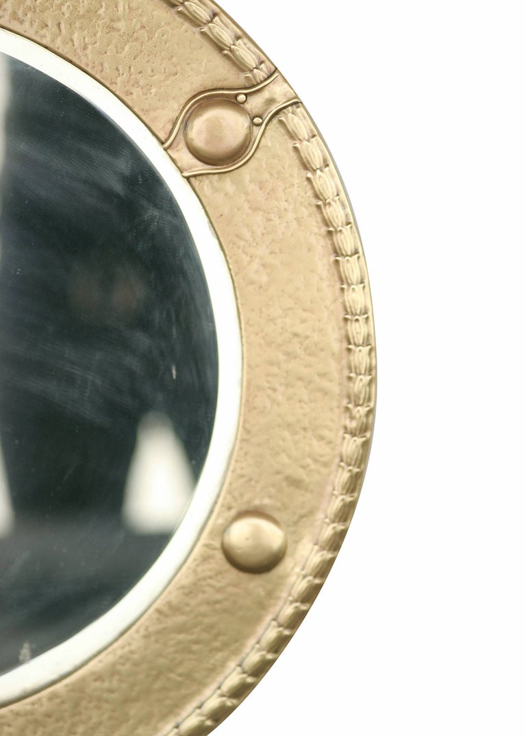 Antique Brass Federal Round Wall Mirror For Sale at 1stDibs