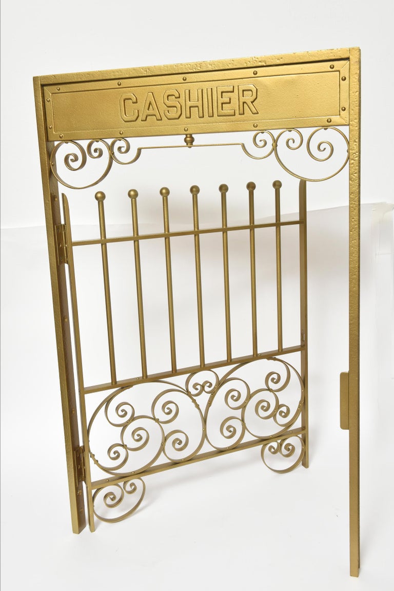 Antique Brass Finish on Iron Cashier Bank Teller or Post Office Cage ...