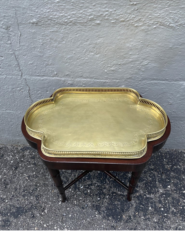 Antique Brass Galleried Tray Table For Sale at 1stDibs