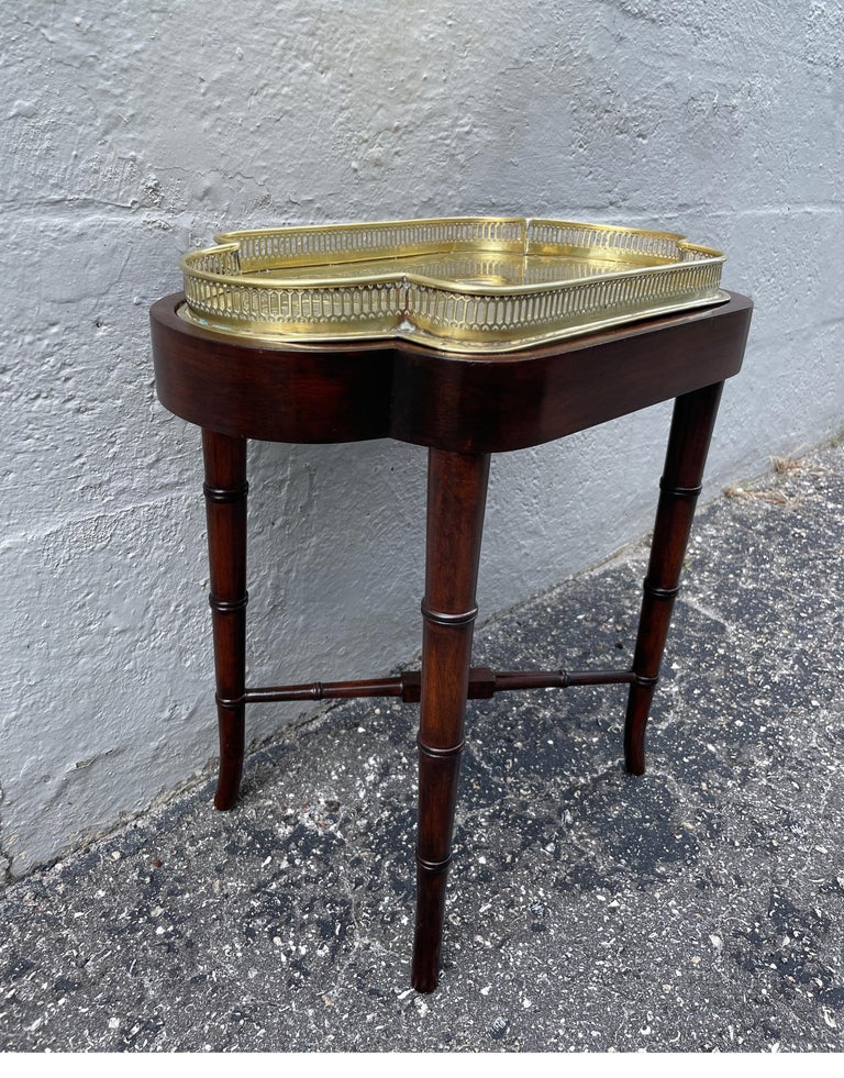 Antique Brass Galleried Tray Table For Sale at 1stDibs