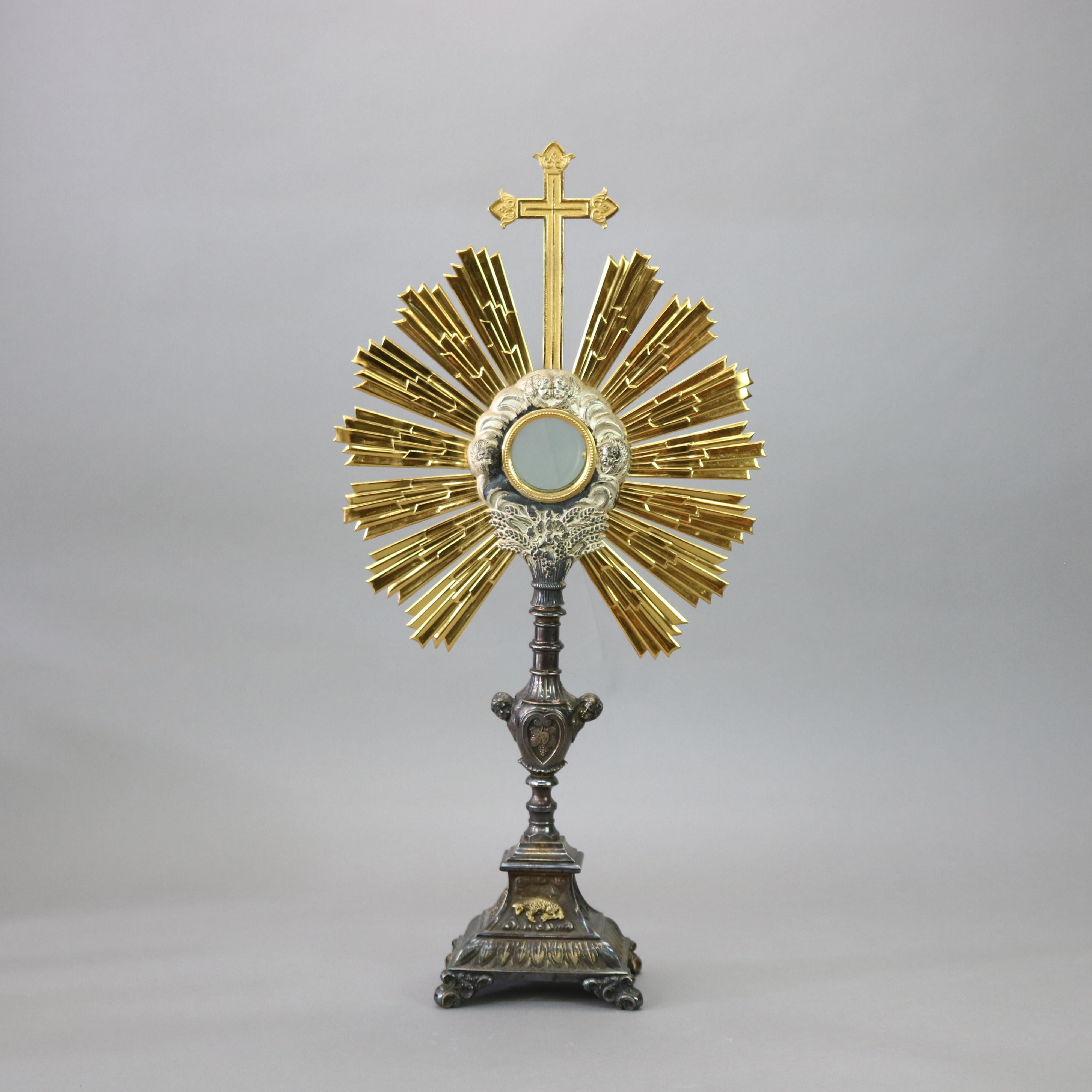 Antique Brass and Gilt Metal Monstrance Reliquary Piece, circa 1890 at ...