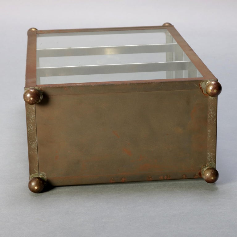 Antique Brass and Glass Table Top Jewelry and Trinket Vitrine Showcase ...