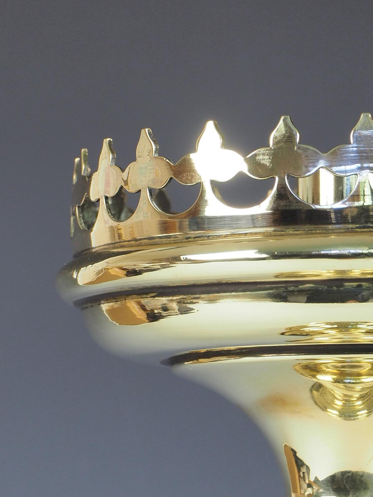 Antique Brass Gothic Revival Church Candle Holder / Candlestick For ...