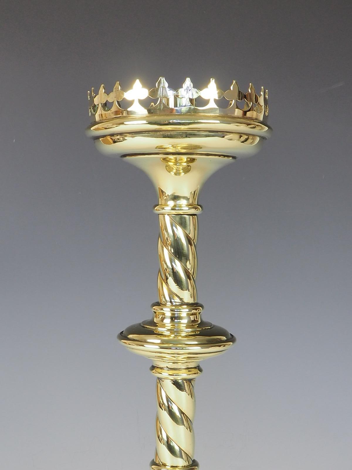 Antique Brass Gothic Revival Church Candle Holder / Candlestick For ...