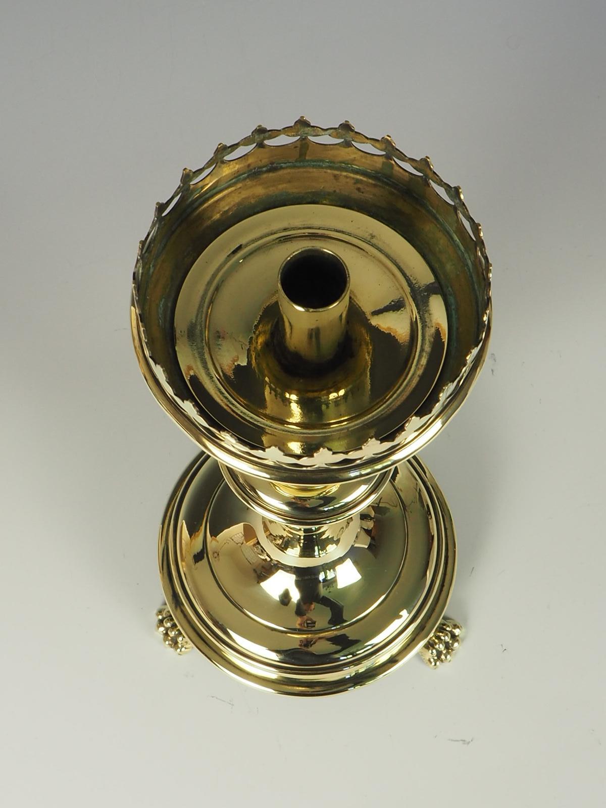 Antique Brass Gothic Revival Church Candle Holder / Candlestick For ...