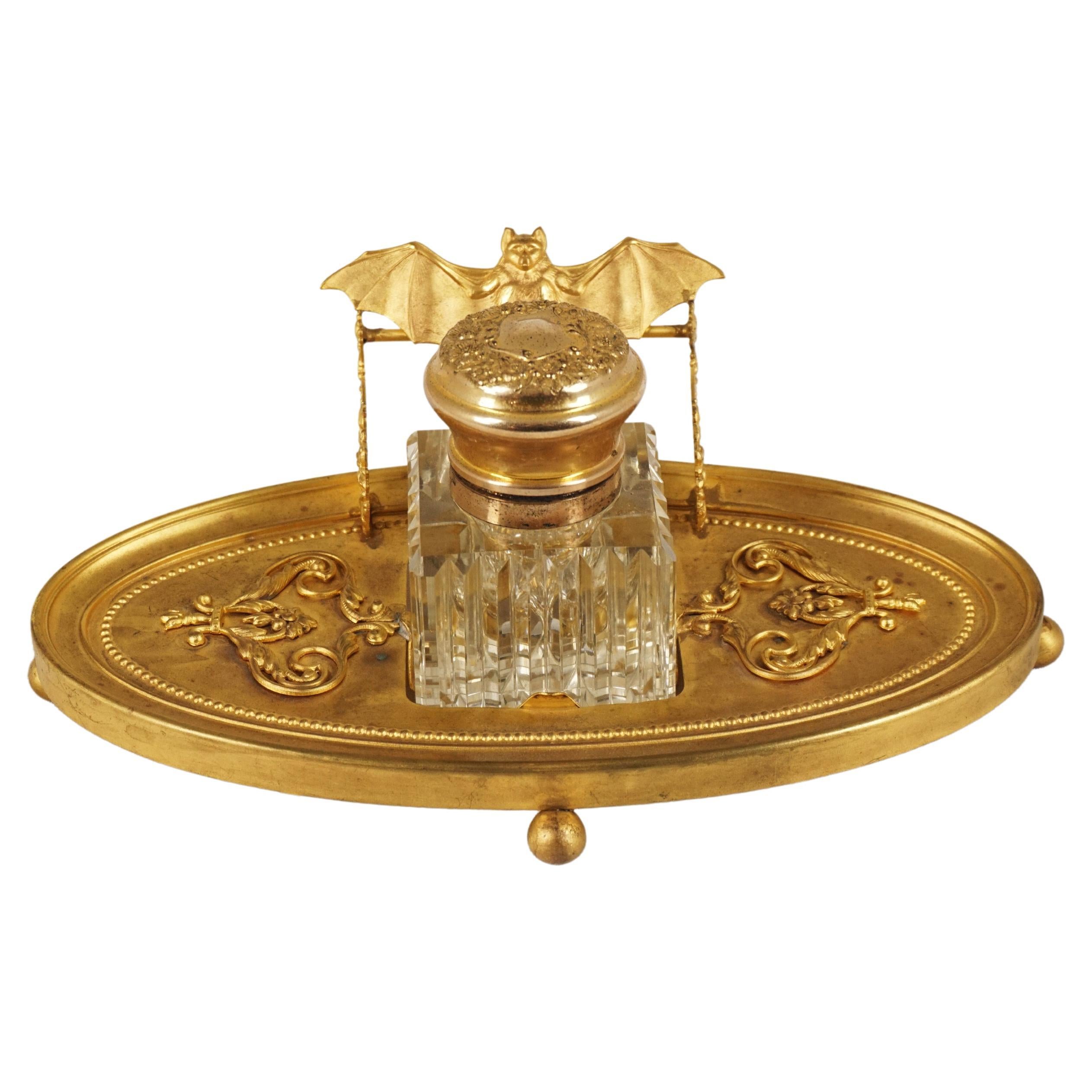 Antique Single Brass Inkstand, Square Base, Scotland 1910, B2778y For ...