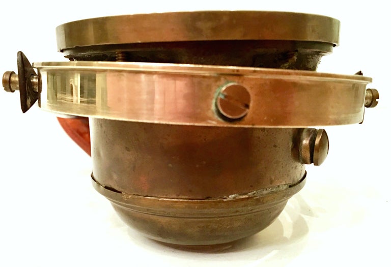 Antique Brass Liquid Nautical Ships Compass Double Dolphin and Wood ...