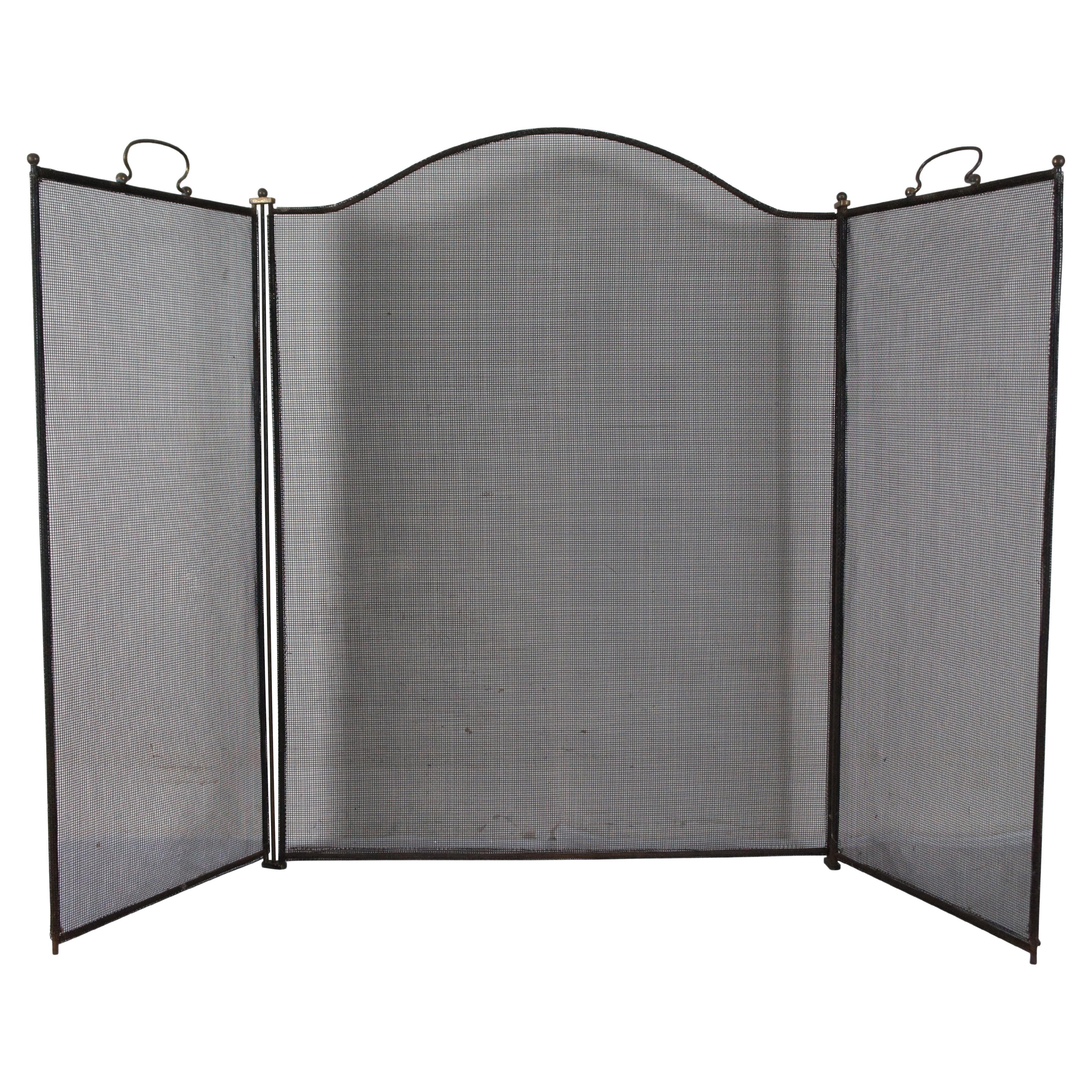 Four Panel Brass and Smoked Glass Fire Screen-England at 1stDibs