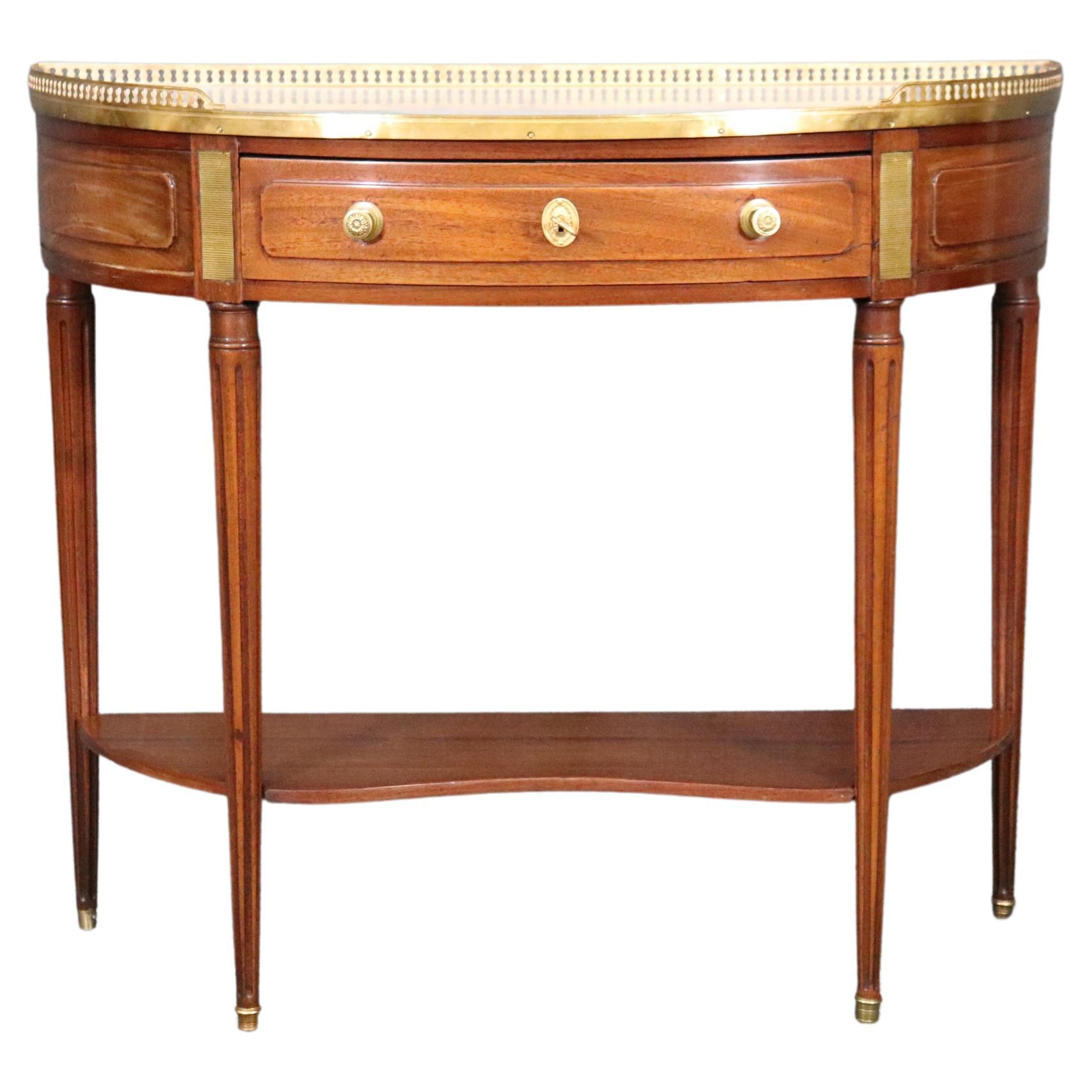 Antique Brass Mounted Solid Mahogany Marble Top French Directoire ...