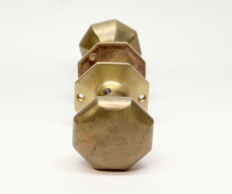 Antique Brass Octagon Entry Door Knob Set with Original Patina For Sale at 1stDibs | antique ...