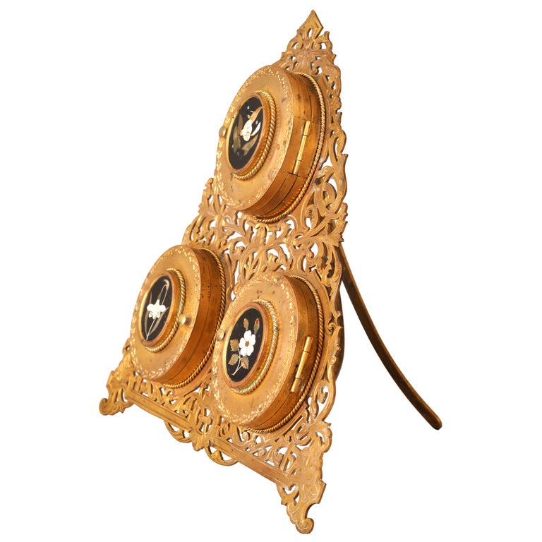 Antique Brass and Pietra Dura Portrait Miniature Painting George ...