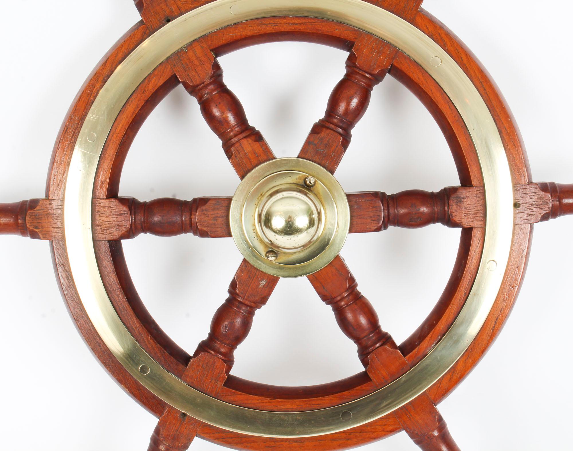 Antique Brass Set Six Spoke Elm and Brass Ships Wheel, 19th Century at ...