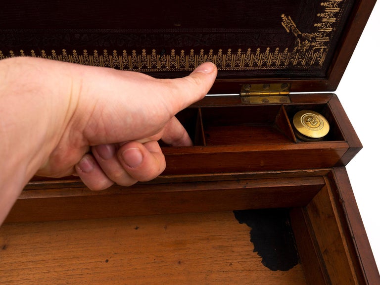 Antique Brass Strapped Mahogany Writing Box For Sale at 1stDibs
