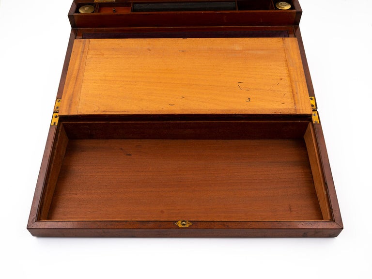 Antique Brass Strapped Mahogany Writing Box For Sale at 1stDibs