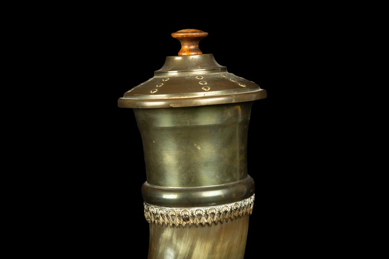 Antique Brass-Work Mounted Horn For Sale at 1stDibs