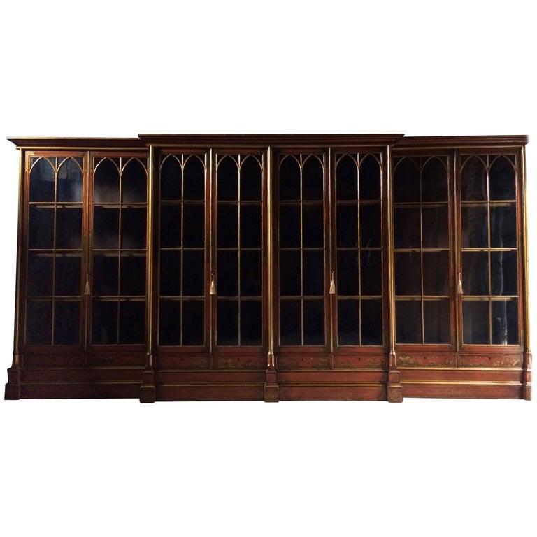 Antique Breakfront Bookcase Large Japanned Lacquered George III, 19th ...