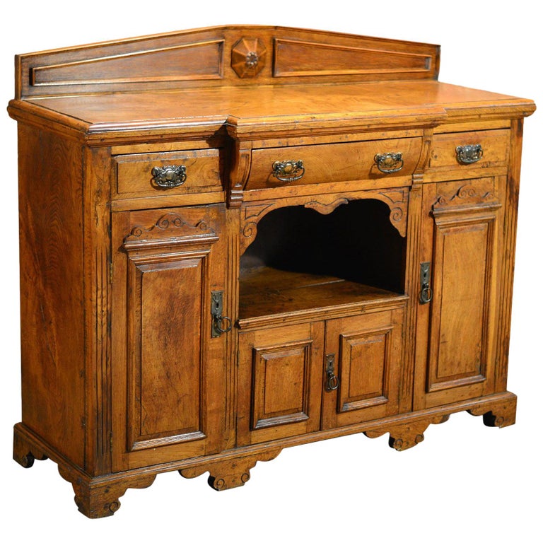 Antique Breakfront Sideboard, Victorian Buffet Cupboard at 1stDibs
