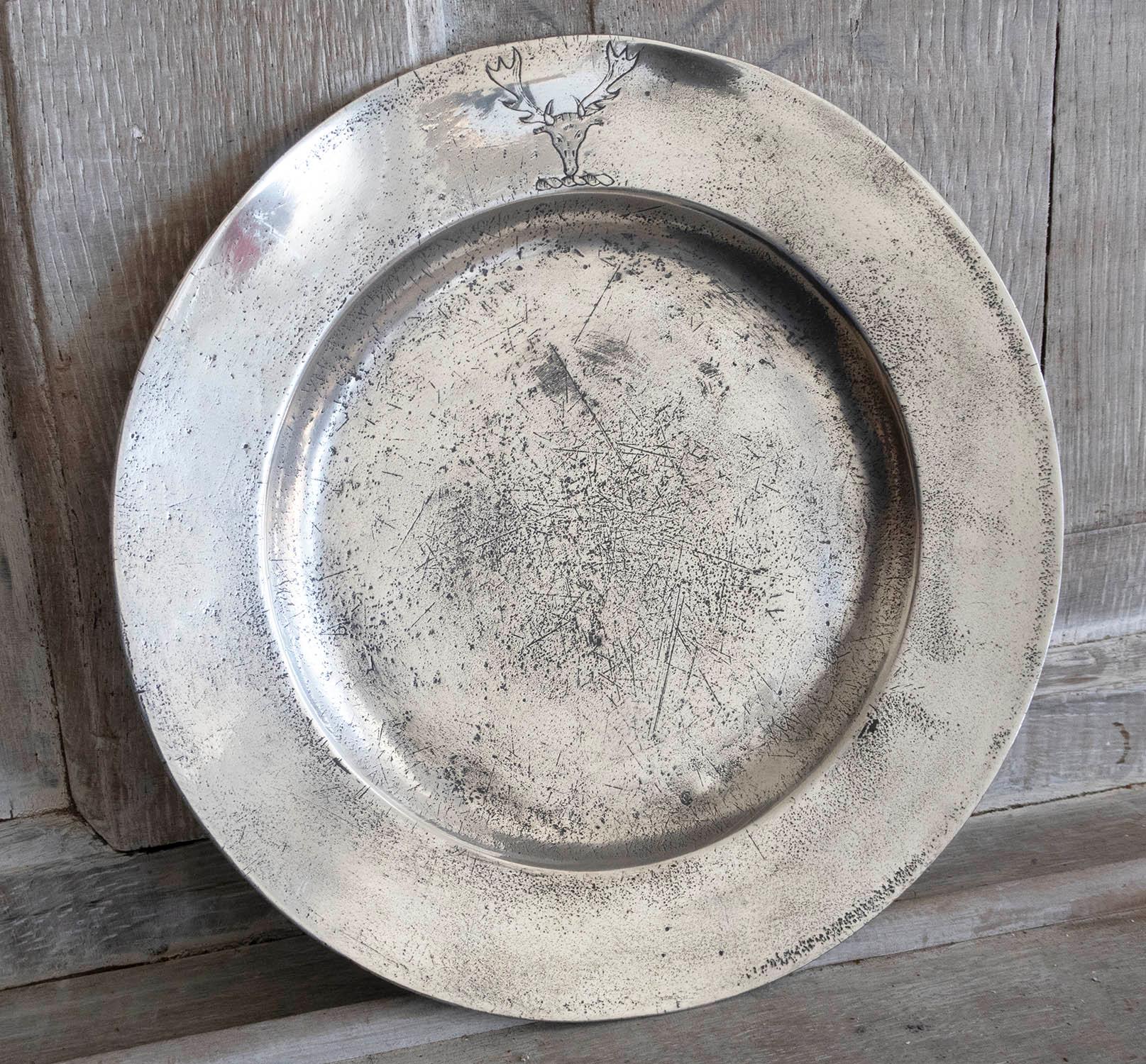 Antique Brightly Polished Pewter Plate With An Armorial, English, C ...